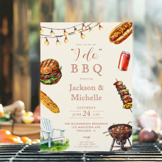 I DO BBQ barbeque couples bridal shower summer Invitation | Zazzle