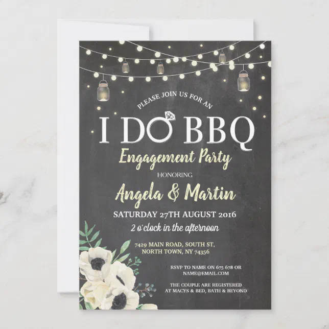 I DO BBQ Chalk Fireflies Jar Chalk Shower Invite | Zazzle