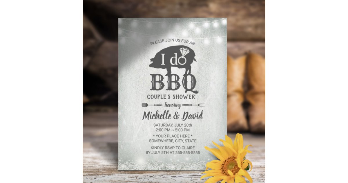 I DO BBQ Couples Shower Rustic Wedding Invitation | Zazzle