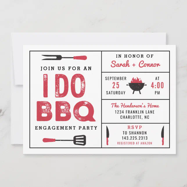 I Do BBQ Engagement Party Invitation | Zazzle