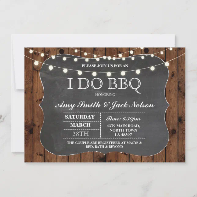 I DO BBQ Invitation Rustic Lights Couples Invite | Zazzle