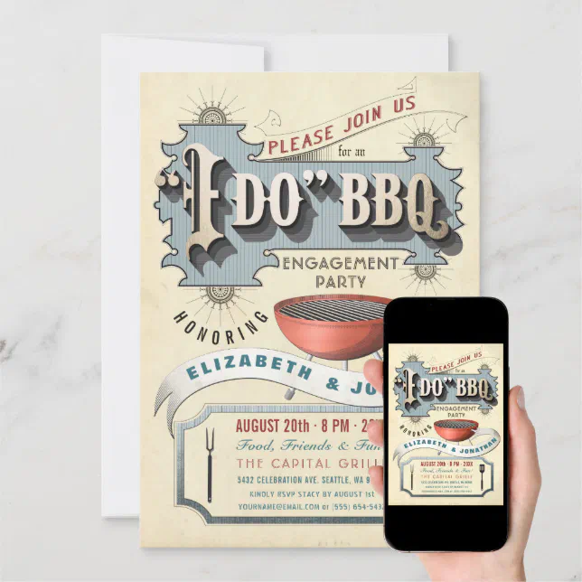 I Do BBQ Invitations | Engagement Party | Zazzle