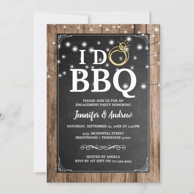 'I DO BBQ' Rustic Engagement Party Invitation | Zazzle