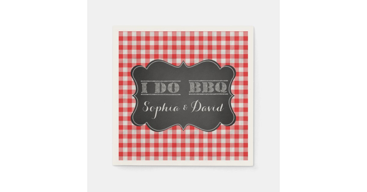 I DO BBQ Rustic Engagement Party Napkins | Zazzle