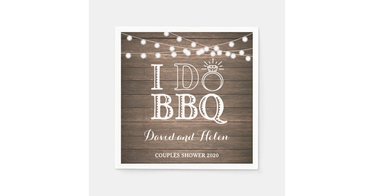 I DO BBQ Rustic Wedding Engagment Napkin | Zazzle