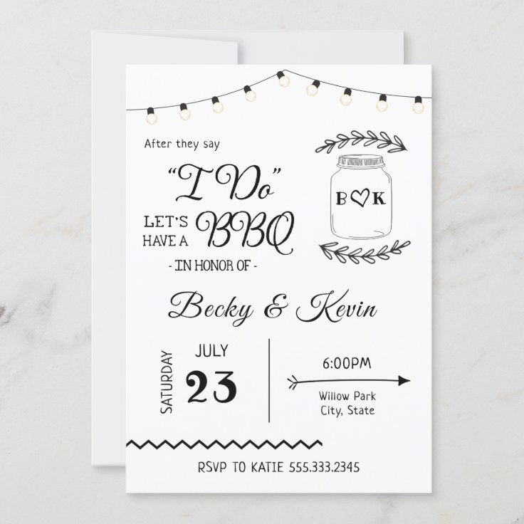 I do BBQ Wedding Reception Invitation | Zazzle