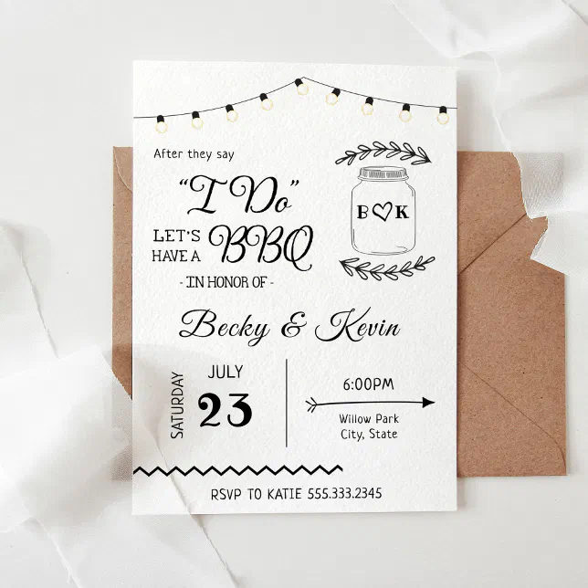 I do BBQ Wedding Reception Invitation | Zazzle