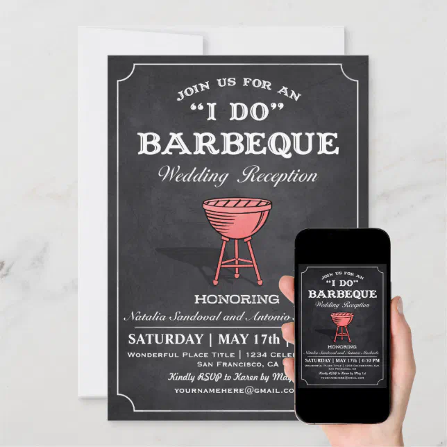 I DO BBQ Wedding Reception Invitations | Zazzle