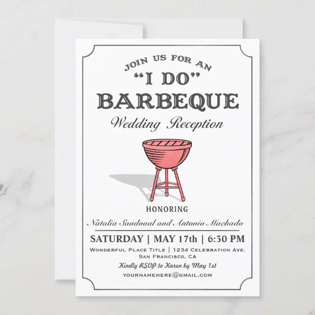 I DO BBQ Wedding Reception Invitations | Zazzle
