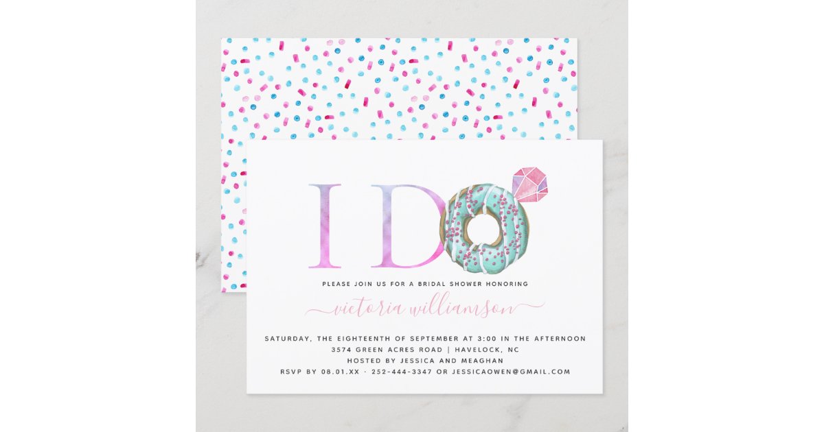 I Do | Donut Themed Bridal Shower Invitation | Zazzle