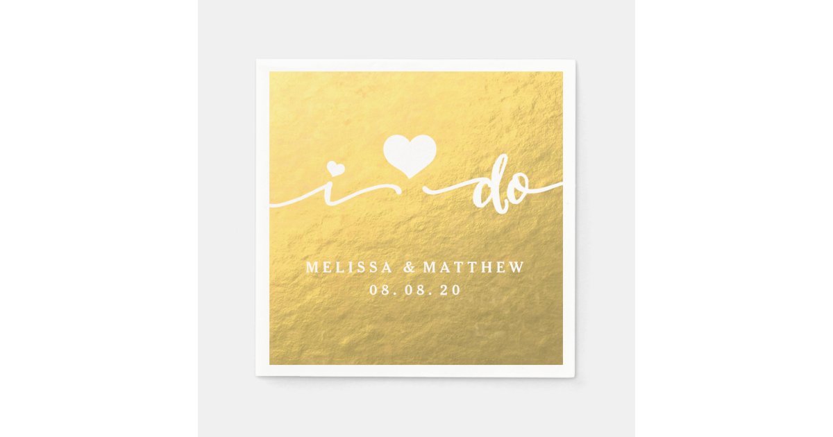 I Do Gold Glamor Wedding Paper Napkin | Zazzle