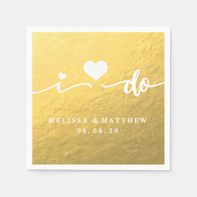 I Do Gold Glamor Wedding Paper Napkin | Zazzle