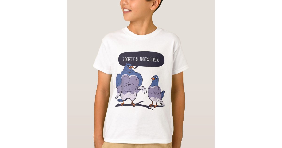 I Don't Fly That's Cardio Pigeon Gym Meme Muscular T-Shirt | Zazzle