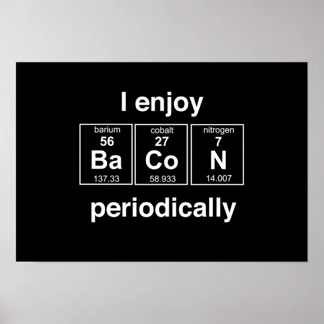 I Enjoy Bacon Periodically Poster | Zazzle