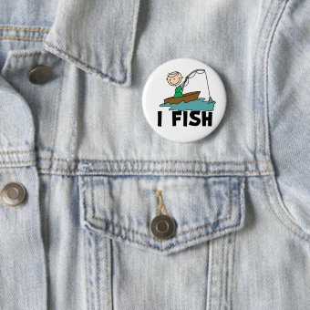 I Fish Stick Figure Button | Zazzle