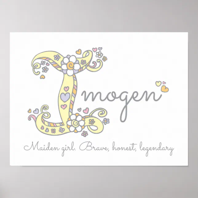 I for Imogen initial doodle art name meaning Poster | Zazzle