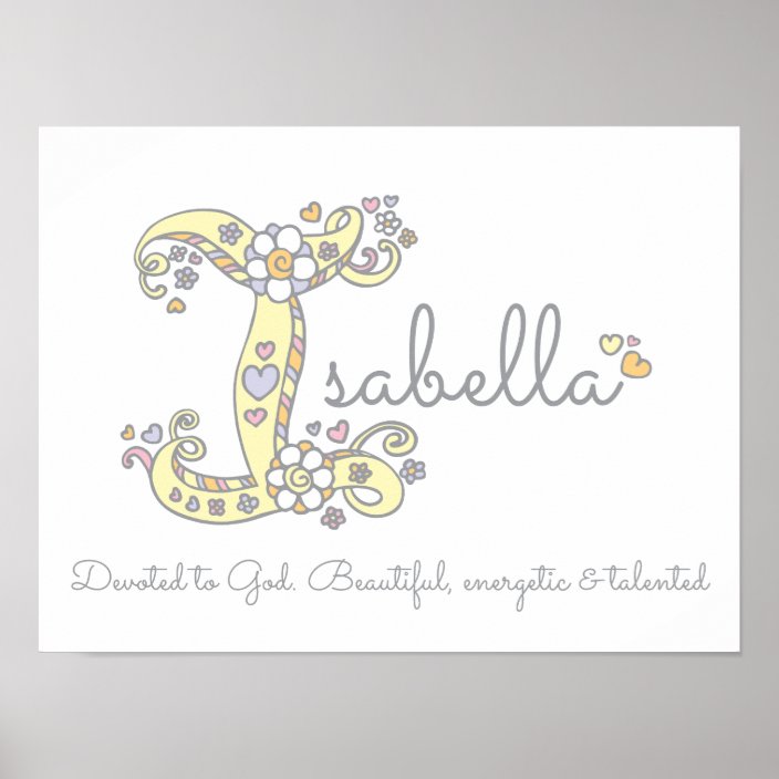 I for Isabella initial doodle art name meaning Poster | Zazzle
