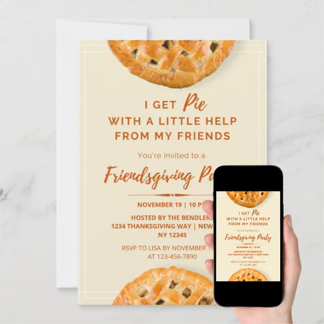 I Get Pie Friendsgiving Party Invitation | Zazzle