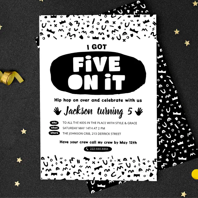 I Got Five On It, 90s Hip Hop Birthday Old School Invitation Postcard ...