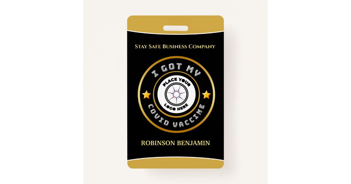 I Got My Covid Vaccine Business Logo Personalize Badge | Zazzle