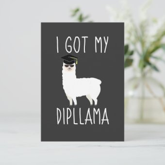 I Got My Dipllama Graduation Llama Pun Thank You Card | Zazzle