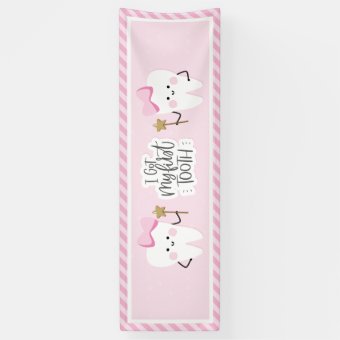 I got my First Tooth baby girl party decoration. Banner | Zazzle