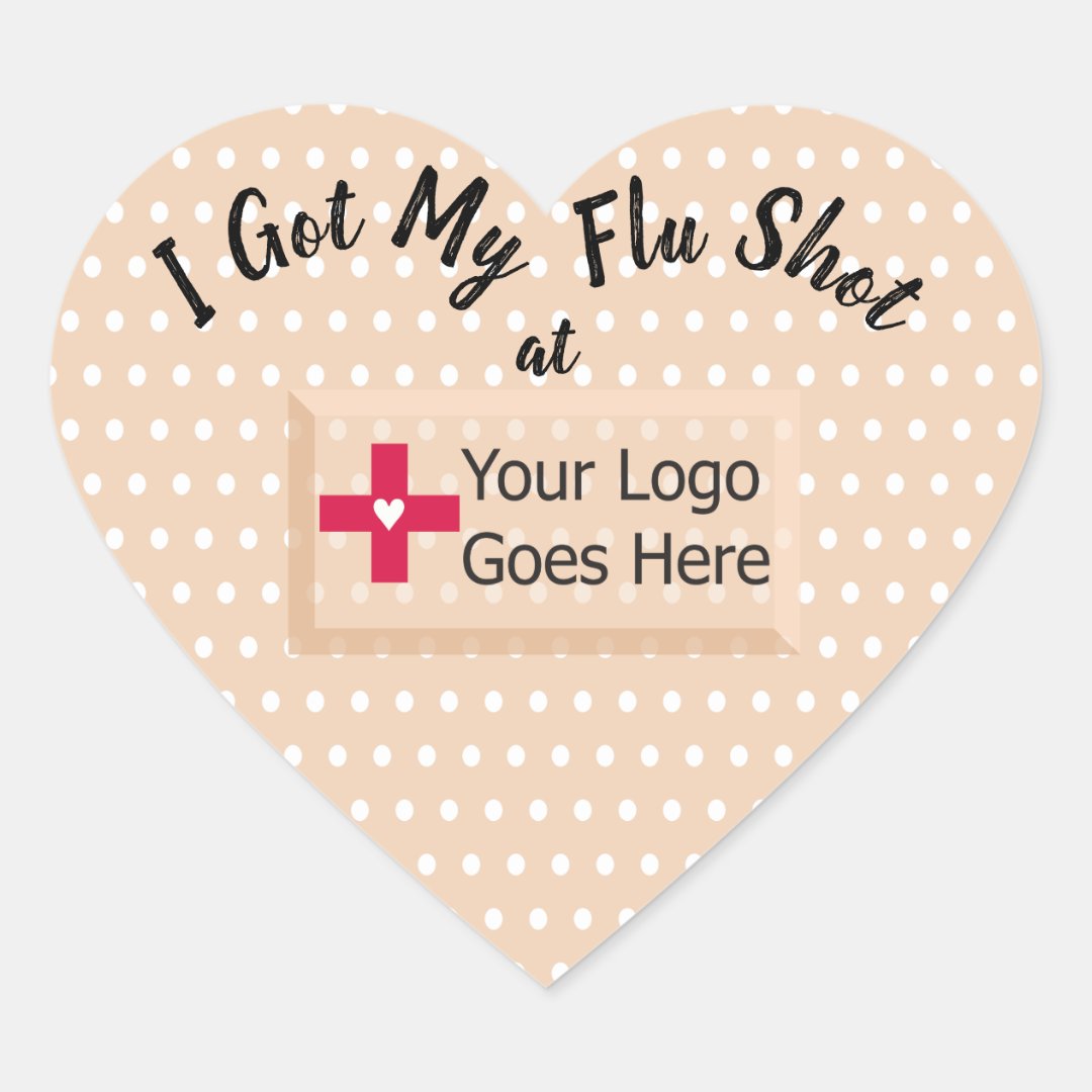 I got my flu shot faux bandage heart heart sticker | Zazzle