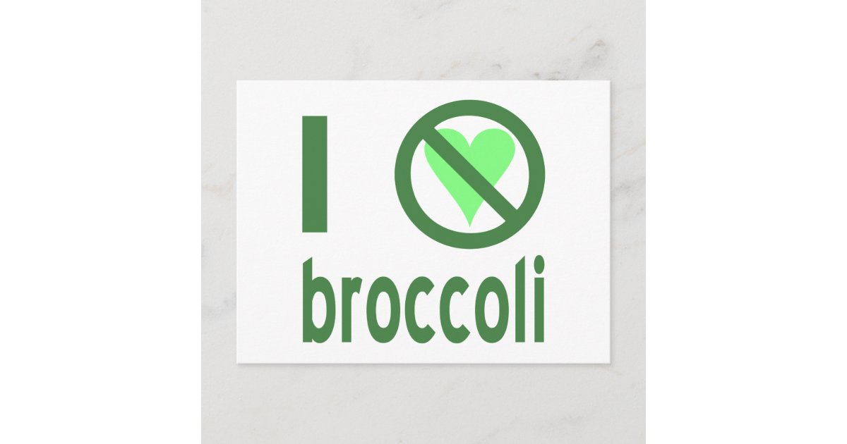 I Hate Broccoli Green Text Postcard | Zazzle