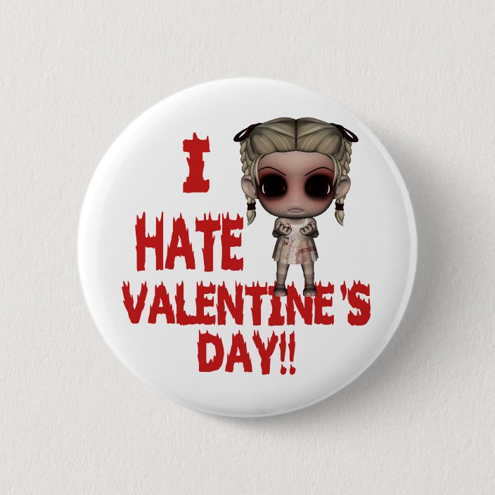 i hate valentines day emo punk girl button | Zazzle.com