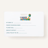 I Have Autism ID Personalized Autistic Name Badge | Zazzle