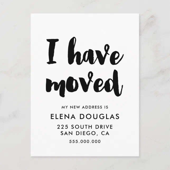 I have moved Modern Moving announcement Postcard | Zazzle