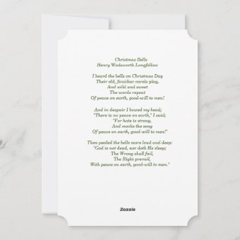 I Heard the Bells Longfellow Poem Christmas Holiday Card | Zazzle