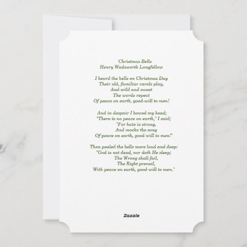 I Heard the Bells Longfellow Poem Christmas Holiday Card | Zazzle