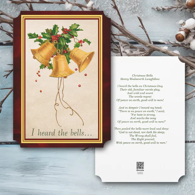 I Heard the Bells Longfellow Poem Christmas Holiday Card | Zazzle