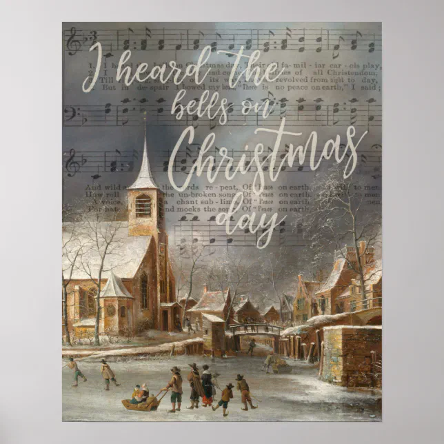 I Heard the Bells on Christmas Day, Vintage Church Poster | Zazzle