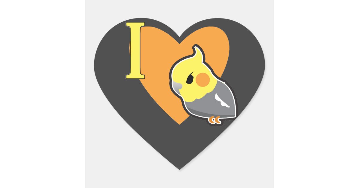 I Heart Cockatiels Heart Sticker | Zazzle