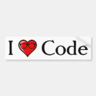 I heart code car bumper sticker for programmer | Zazzle.com