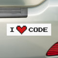 I heart code car bumper sticker for programmer | Zazzle