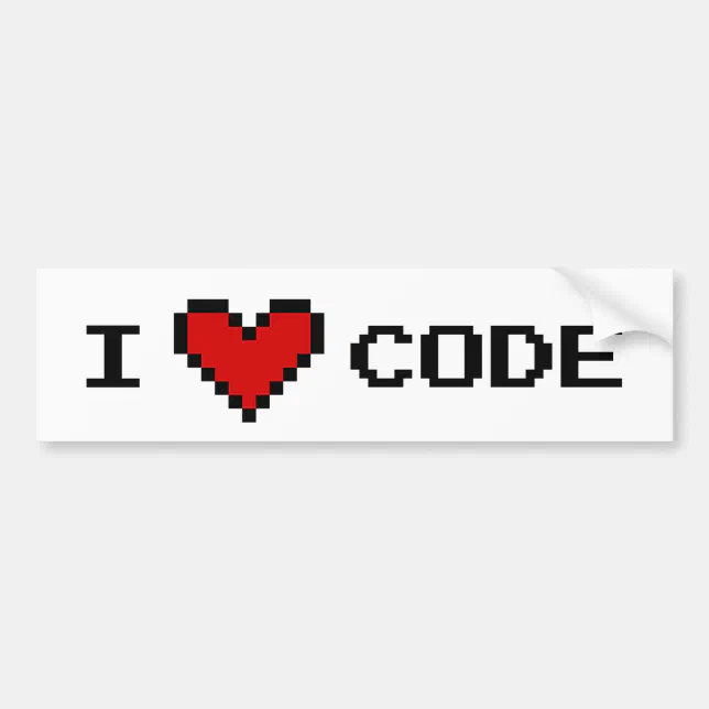 I heart code car bumper sticker for programmer | Zazzle