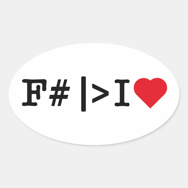 I Heart F# oval sticker | Zazzle