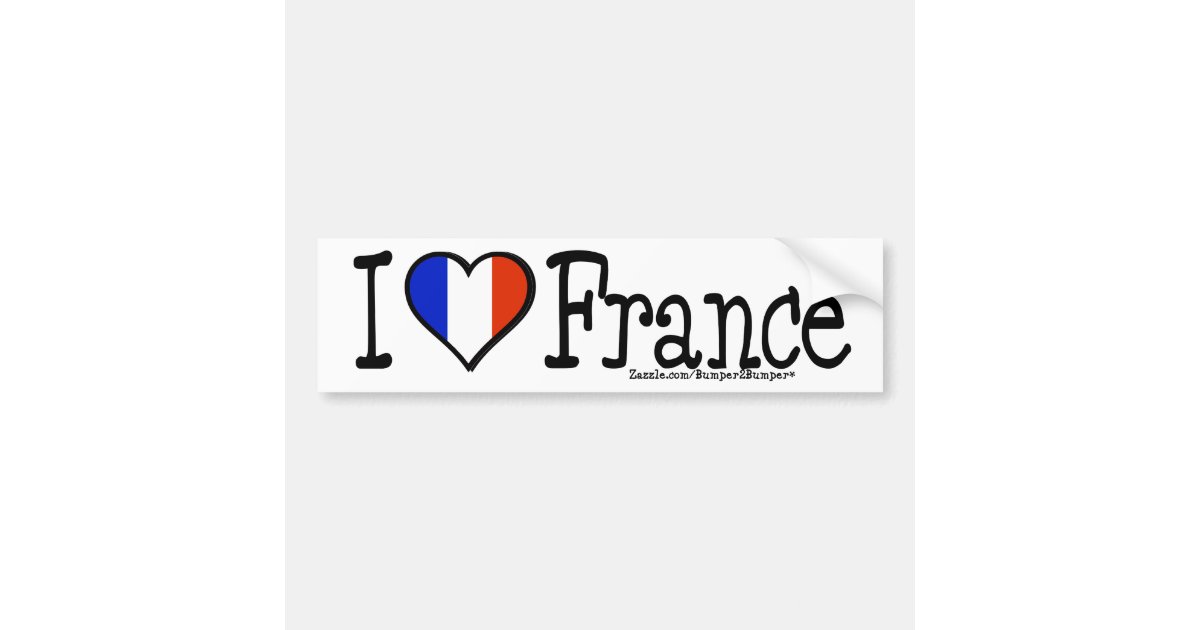 I HEART FRANCE BUMPER STICKER | Zazzle