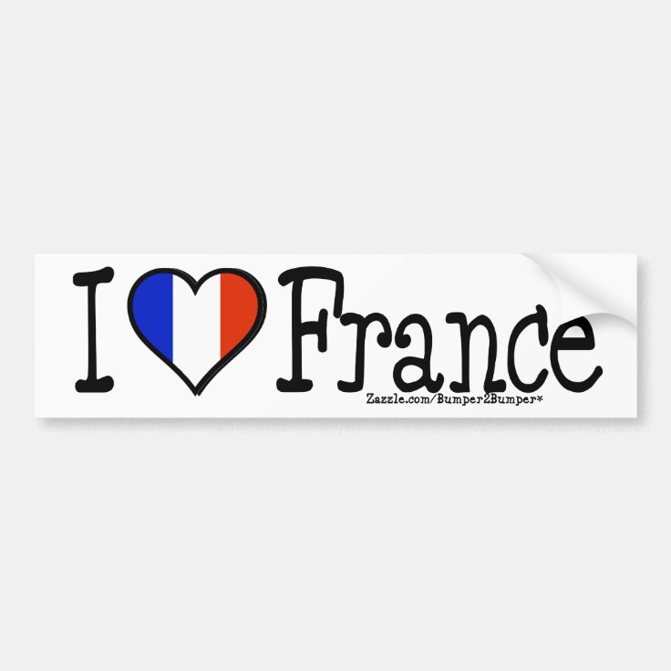 I HEART FRANCE BUMPER STICKER | Zazzle