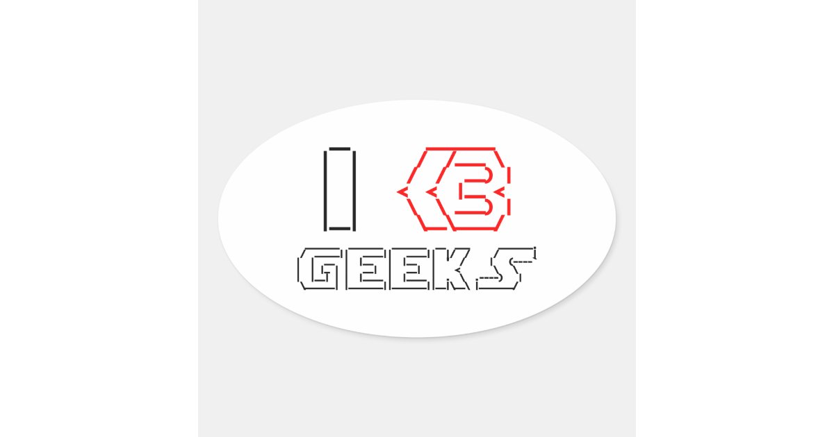 I Heart Geeks ASCII ART Oval Sticker | Zazzle