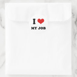 I Heart I Love My Job Classic Round Sticker | Zazzle