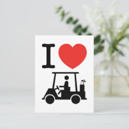 I Heart (Love) Golf Cart Postcard | Zazzle