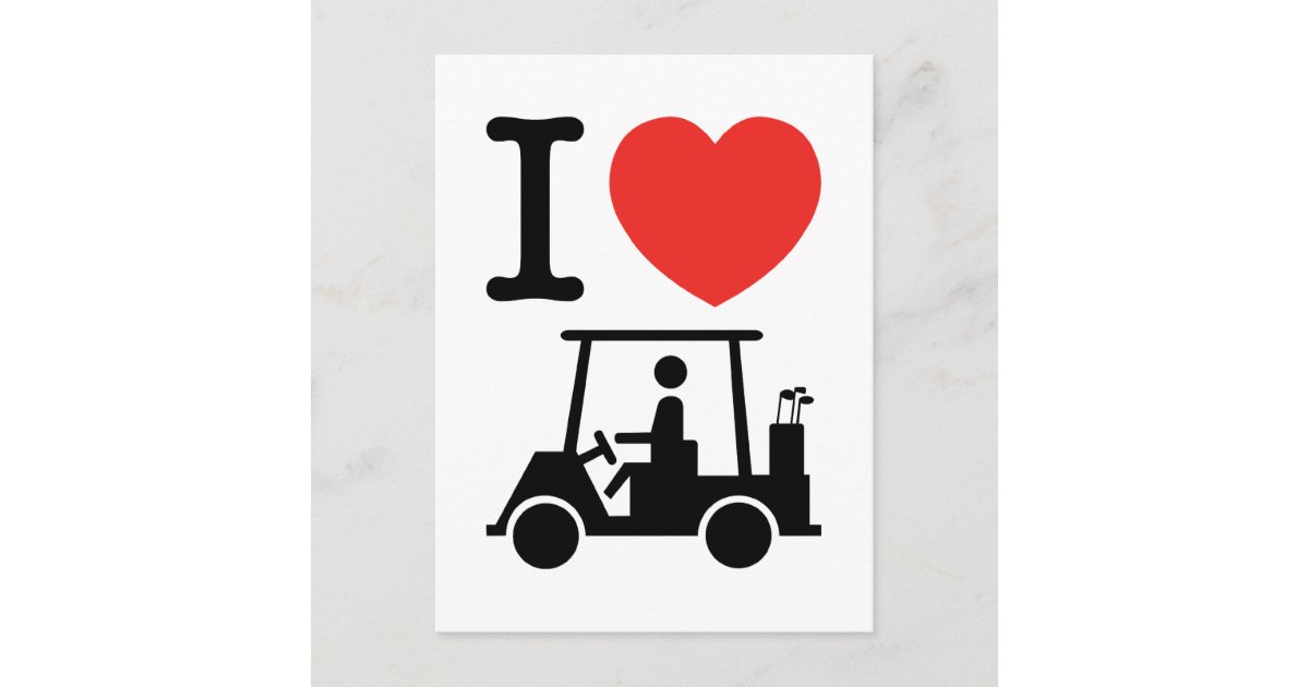 I Heart (Love) Golf Cart Postcard | Zazzle