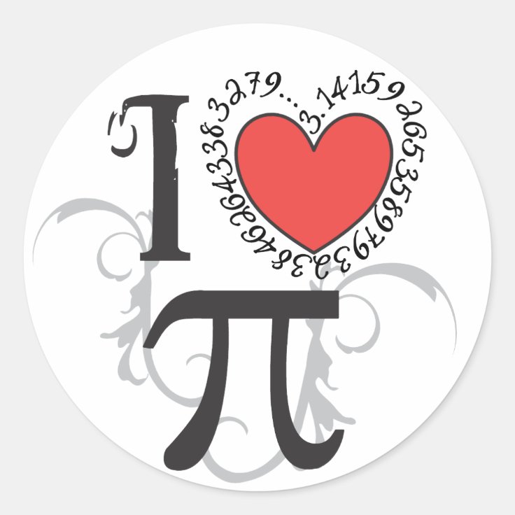 I Heart (LoVe) Pi Classic Round Sticker | Zazzle