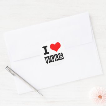 I HEART (LOVE) UMPIRES CLASSIC ROUND STICKER | Zazzle