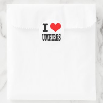 I HEART (LOVE) UMPIRES CLASSIC ROUND STICKER | Zazzle