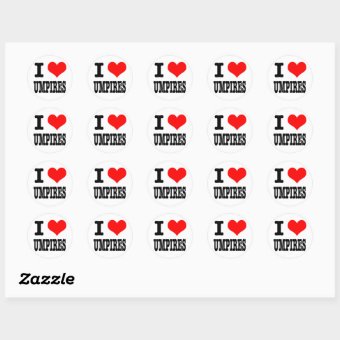 I HEART (LOVE) UMPIRES CLASSIC ROUND STICKER | Zazzle